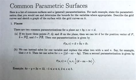 Common Parametric Surfaces Here Is List Of Common Sur Solvedlib