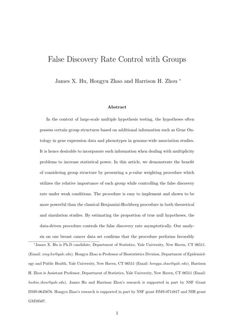 Pdf False Discovery Rate Control With Groups