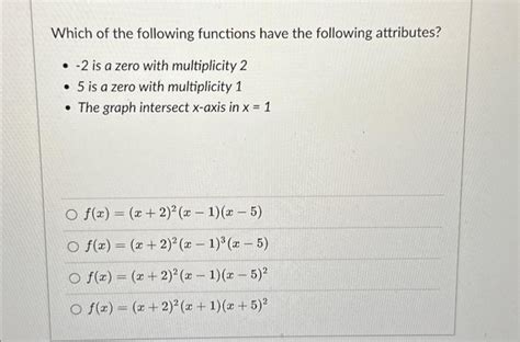which of the following functions have the following