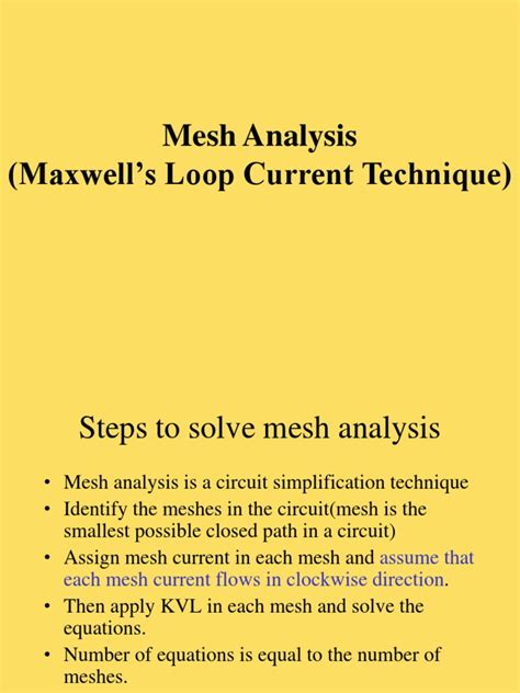 mesh analysis maxwell s loop current technique pdf physical