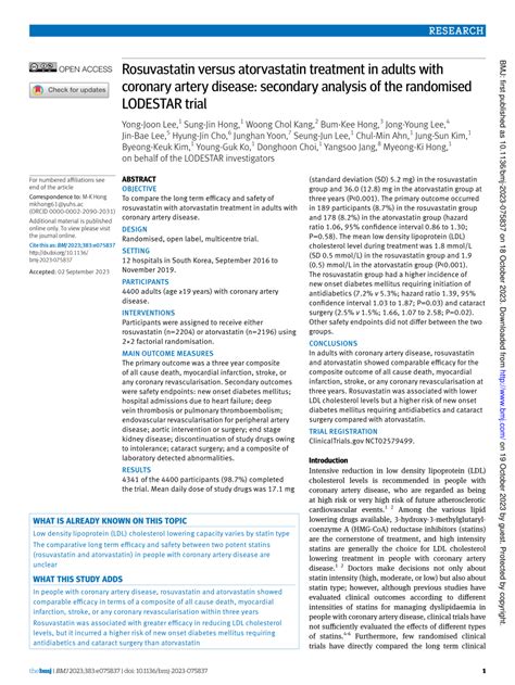Pdf Rosuvastatin Versus Atorvastatin Treatment In Adults With