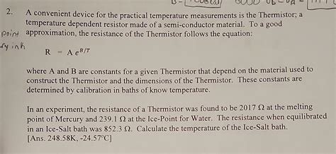 Solved A Convenient Device For The Practical Temperature Chegg