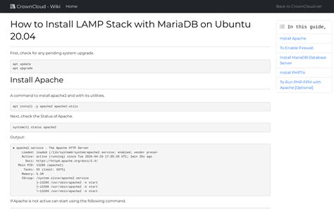 Crowncloud Wiki How To Install Lamp Stack With Mariadb On Ubuntu 20 04