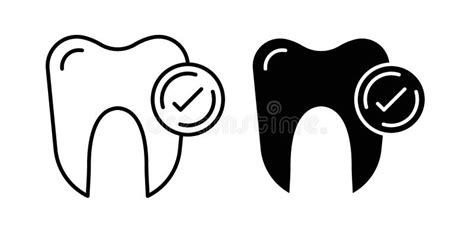 Tooth Check Thin Line Icon Set Stock Vector Illustration Of Clinic