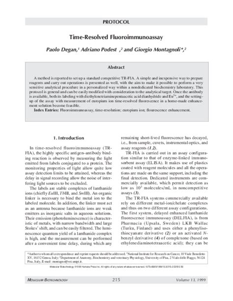 Pdf Time Resolved Fluoroimmunoassay