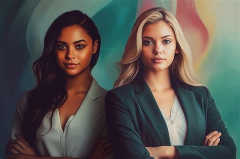 Premium Ai Image Powerful Portrait Of Office Worker Multiethnic Women Generative Ai