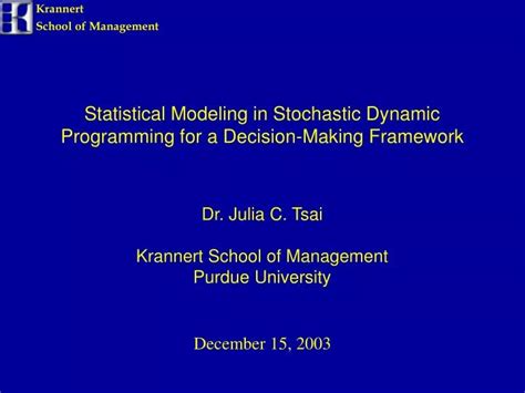 Ppt Statistical Modeling In Stochastic Dynamic Programming For A