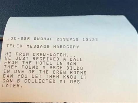 Flight Attendant Receives Awkward Memo About Dildo Left In Hotel Room News Com Au Australia