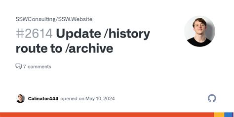 Update History Route To Archive · Issue 2614 · Sswconsultingsswwebsite · Github