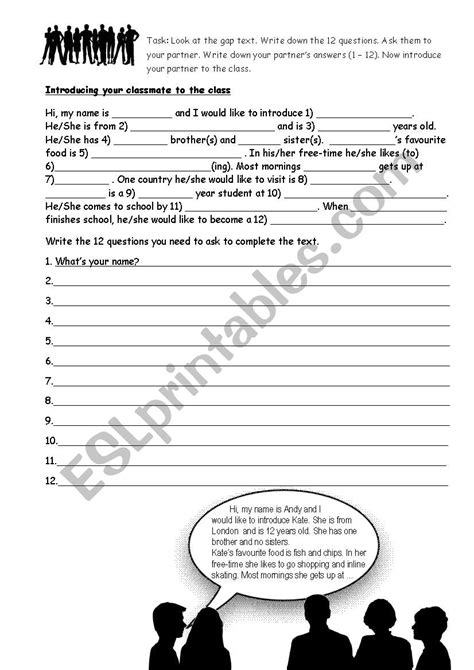 Introducing A Classmate Esl Worksheet By Teacher1976