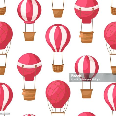 빨간 열기구를 가진 귀여운 아이들의 이음새가 없는 본 직물 포장 섬유 벽지 의류를 위한 창의적인 어린이 질감 벡터 일러스트 레이 션 0명에 대한 스톡 벡터 아트 및 기타