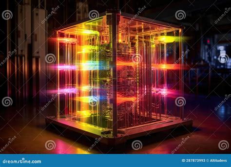 Quantum Processor Core With Light Trails And Data Flow Stock