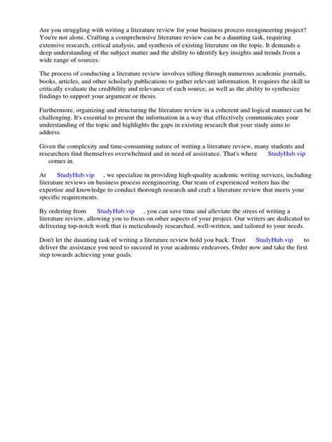 Literature Review Business Process Reengineering Pdf Business