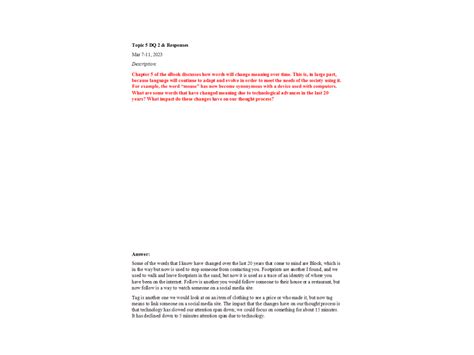 PHI 105 Topic 5 DQ 2 Responses Course Resources