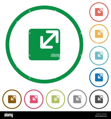 Set Of Resize Window Color Round Outlined Flat Icons On White Background Stock Vector Image