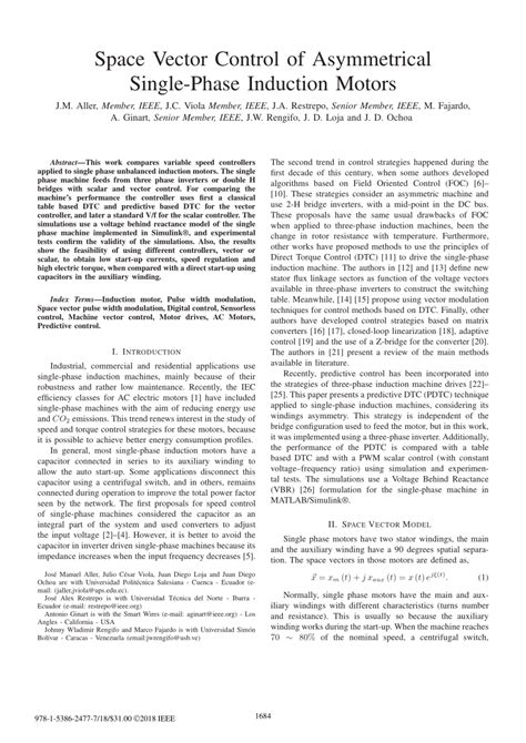 Pdf Space Vector Control Of Asymmetrical Single Phase Induction Motors