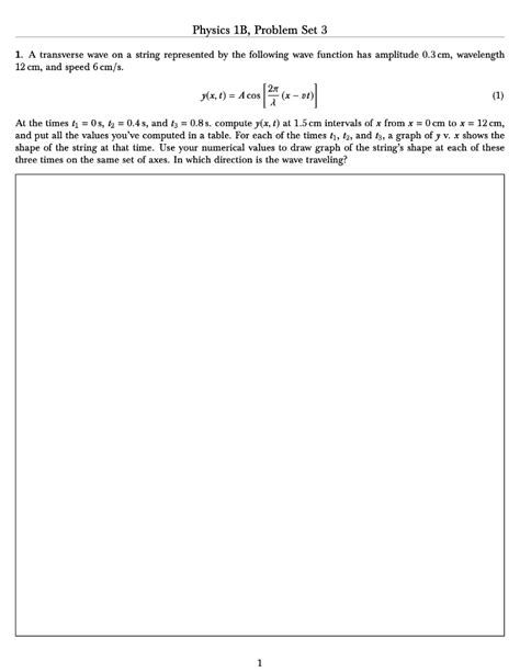 Solved Physics B Problem Set A Transverse Wave On A Chegg Com