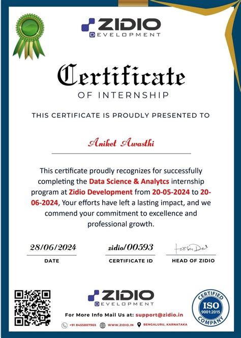 Aniket Awasthi On Linkedin Dataanalyst Internship Zidiodevelopment Datascience Careergrowth…