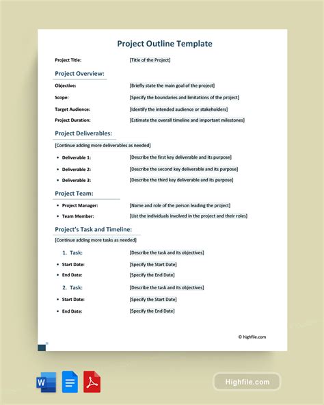 Project Outline Template Word PDF Google Docs Highfile