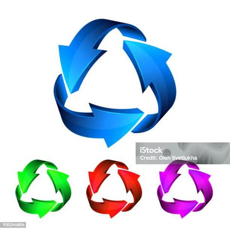 빨간 녹색 분홍색 재활용 화살표 블루 심볼을 재활용 벡터 3차원 형태에 대한 스톡 벡터 아트 및 기타 이미지 3차원 형태 생애주기 0명 Istock