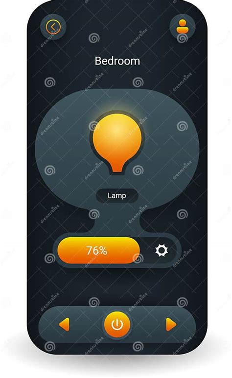 Room Lamp Control App Interface With Brightness Adjustment And Power Button Stock Vector