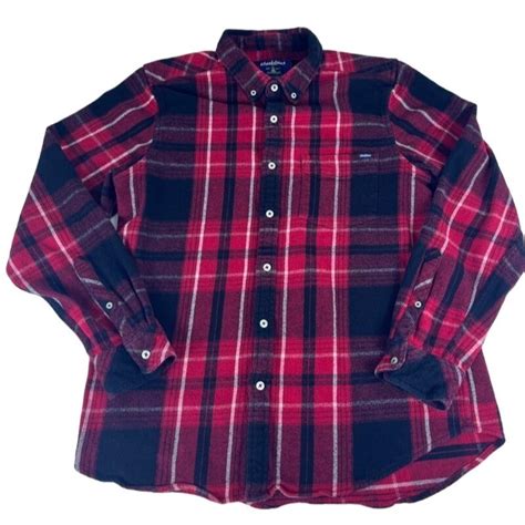 Chubbies Mens Shirt Top Red Black Plaid Button Up Depop