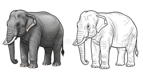 Asian Elephant Coloring Page With Realistic Colored And Detailed