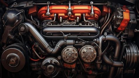 A Close Potrait Of V8 Engine Premium AI Generated Image