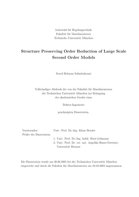 Pdf Structure Preserving Order Reduction Of Large Scale Second Order Models