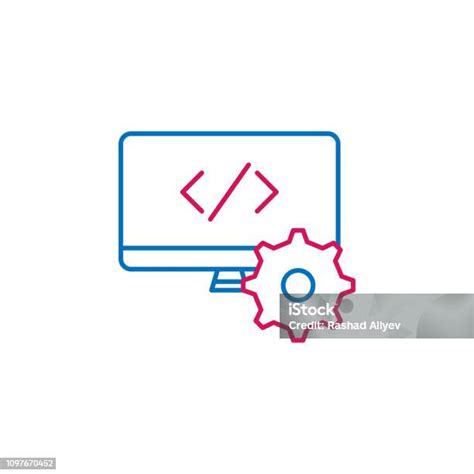 2 컬러 라인 아이콘 코딩 작업 재개입니다 간단한 색된 요소 아이콘입니다 개요 기호 디자인 아이콘 작업 이력서 세트에서 코딩