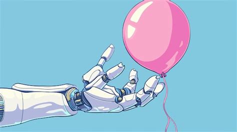 A Cartoon Of A Robot Holding A Pink Balloon With The Words Robot On It