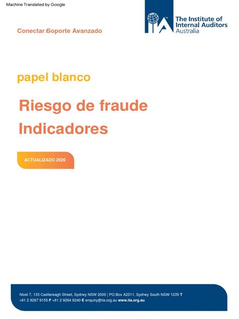 Iia Whitepaper Fraud Risk Indicatorsesp Pdf Auditoría Business