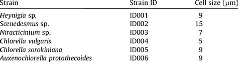 Microalgae Strains And Their Cell Sizes [13] Download Scientific Diagram