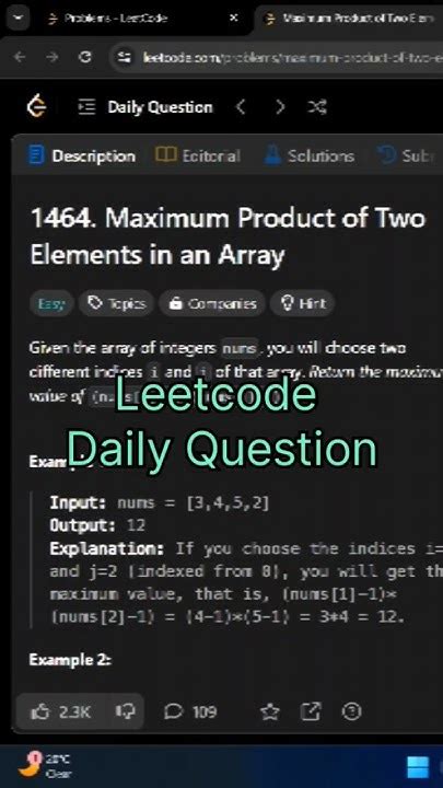Leetcode Daily Question Solution 12 12 2023 Coding Leetcodesolutions Shorts Youtube