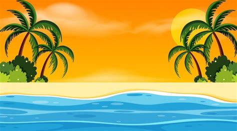 Un Hermoso Paisaje De Playa Atardecer 2 Funciones
