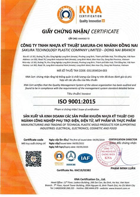 Tái chứng nhận ISO và ISO cho Công Ty TNHH Nhự Công Ty TNHH Chứng Nhận KNA