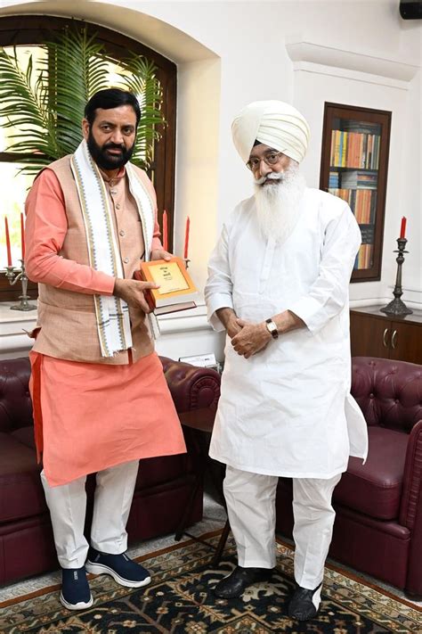 Haryana Cm Shri Nayab Singh Saini With Baba Gurinder Singh Ji Dhillon