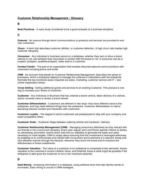 Crm Glossary Download Free Pdf Sales Brand