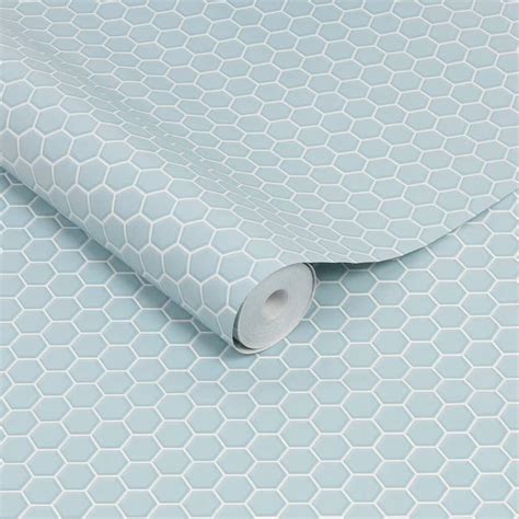 Contour Wallpaper Hexagon Lattice Duck Egg 520mm