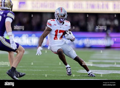 Ohio State Wide Receiver Carnell Tate 17 Runs With The Ball Against