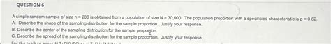 solved question 6a simple random sample of size n 200 ﻿is