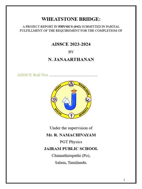 Phy Project Final Pdf Resistor Electrical Resistance And Conductance