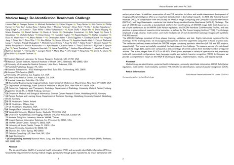 Medical Image De Identification Benchmark Challenge