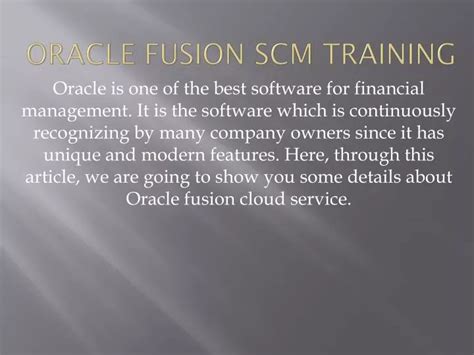 Ppt Oracle Fusion Scm Training Powerpoint Presentation Free Download Id 7605085
