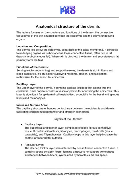 Anatomical Structure Of The Dermis 05 Pdf Skin Connective Tissue