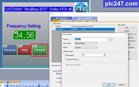 Mitsubishi HMI Modbus RTU Delta VFD M Tutorial Plc