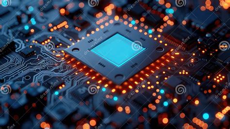 High Tech Cpu Circuitry Blue Lit Contacts On Motherboard Stock Image Image Of Technology