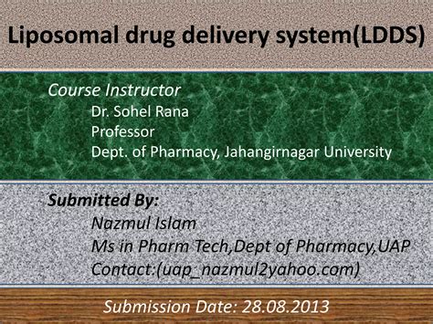 Liposomal Drug Delivery System Pptx