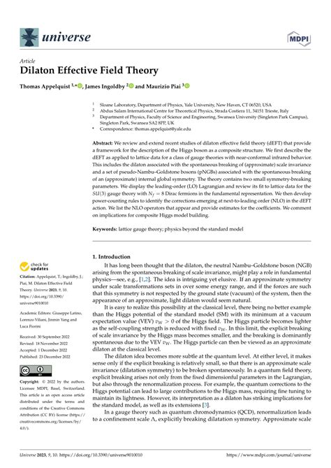 Pdf Dilaton Effective Field Theory