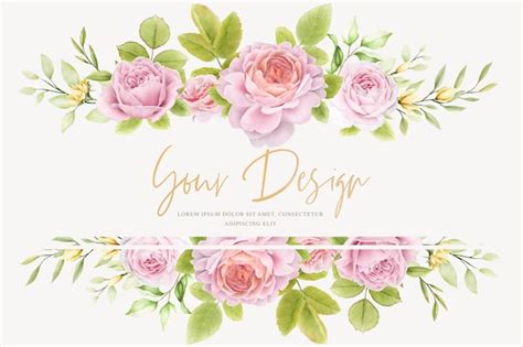 Ручной обращается цветочные розы границы и дизайн рамки Премиум векторы